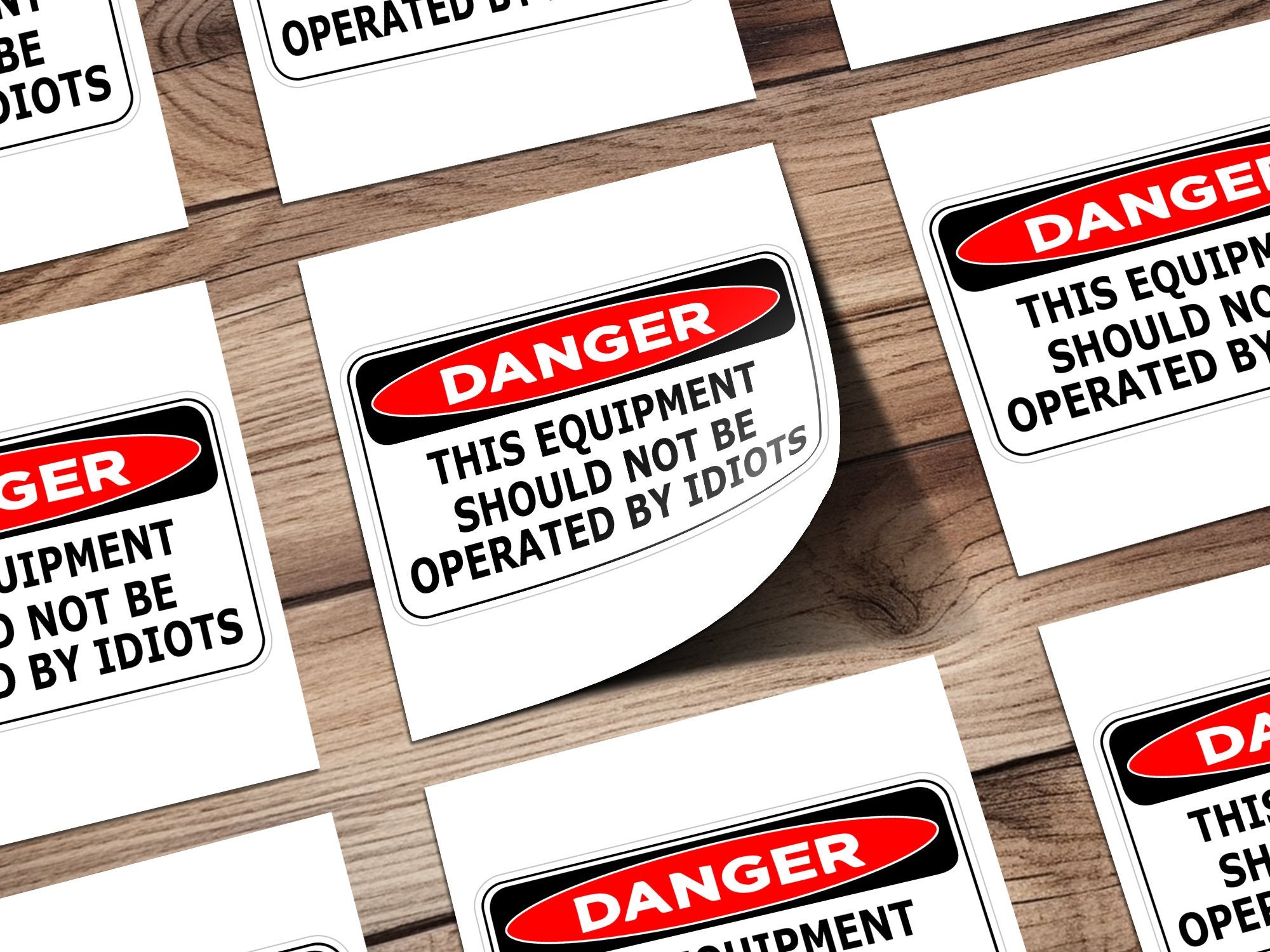 Danger Equipment Warning Sticker, Humorous Workshop Safety Decal ...
