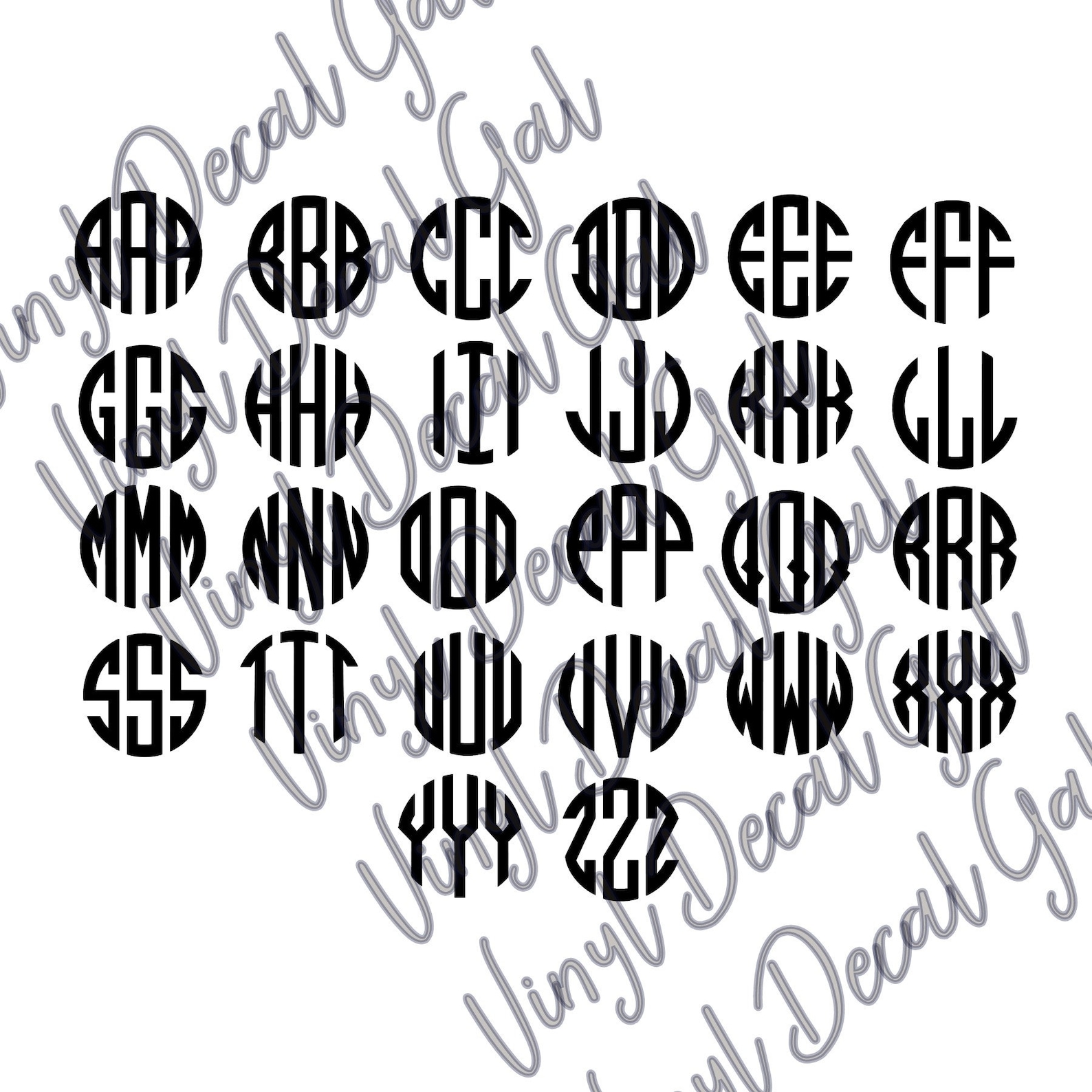 Circle Monogram Personalize Letters - Etsy