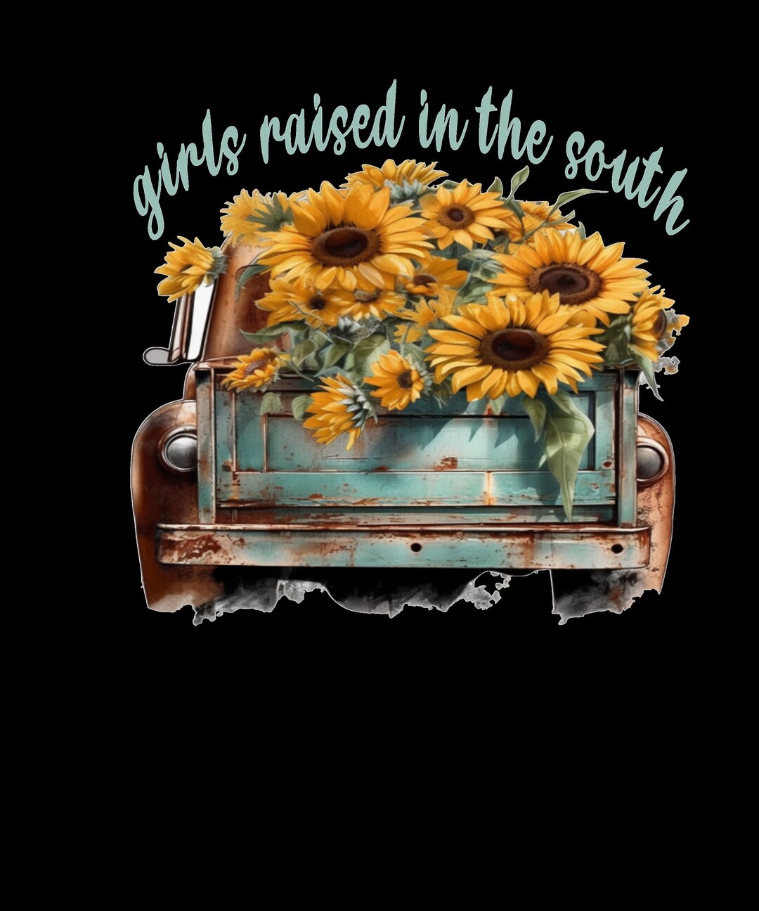 GRITS, Girls Raised in the South, Vintage Truck With Sunflowers PNG - Etsy