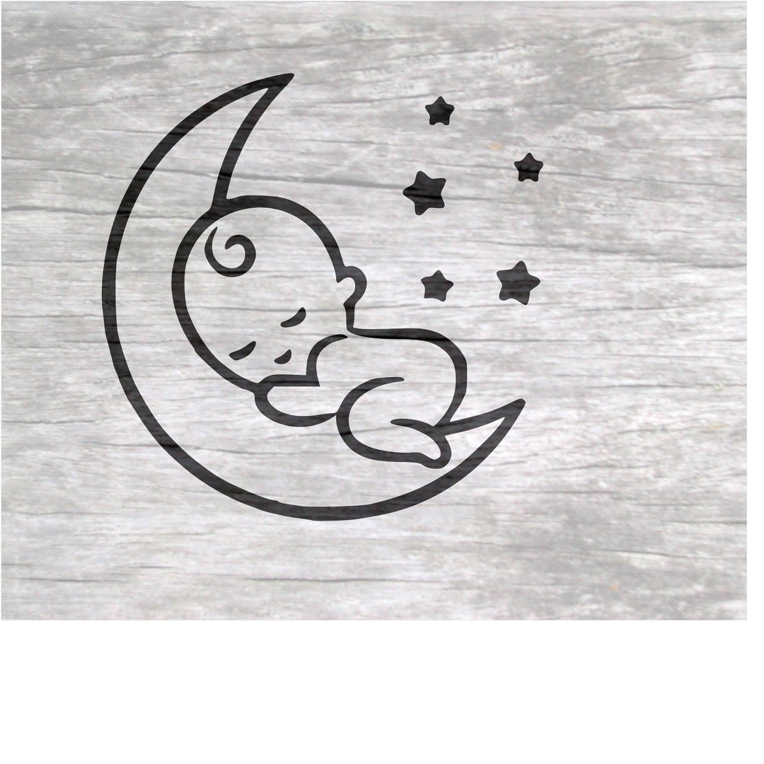 Baby Cuddling on the Moon With the Stars, Sleeping Baby, Newborn - Etsy