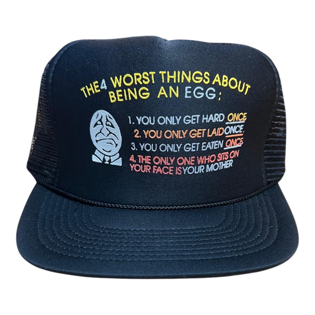 Vintage Funny Trucker Hat // the 4 Worst Things About Being an Egg Hat ...