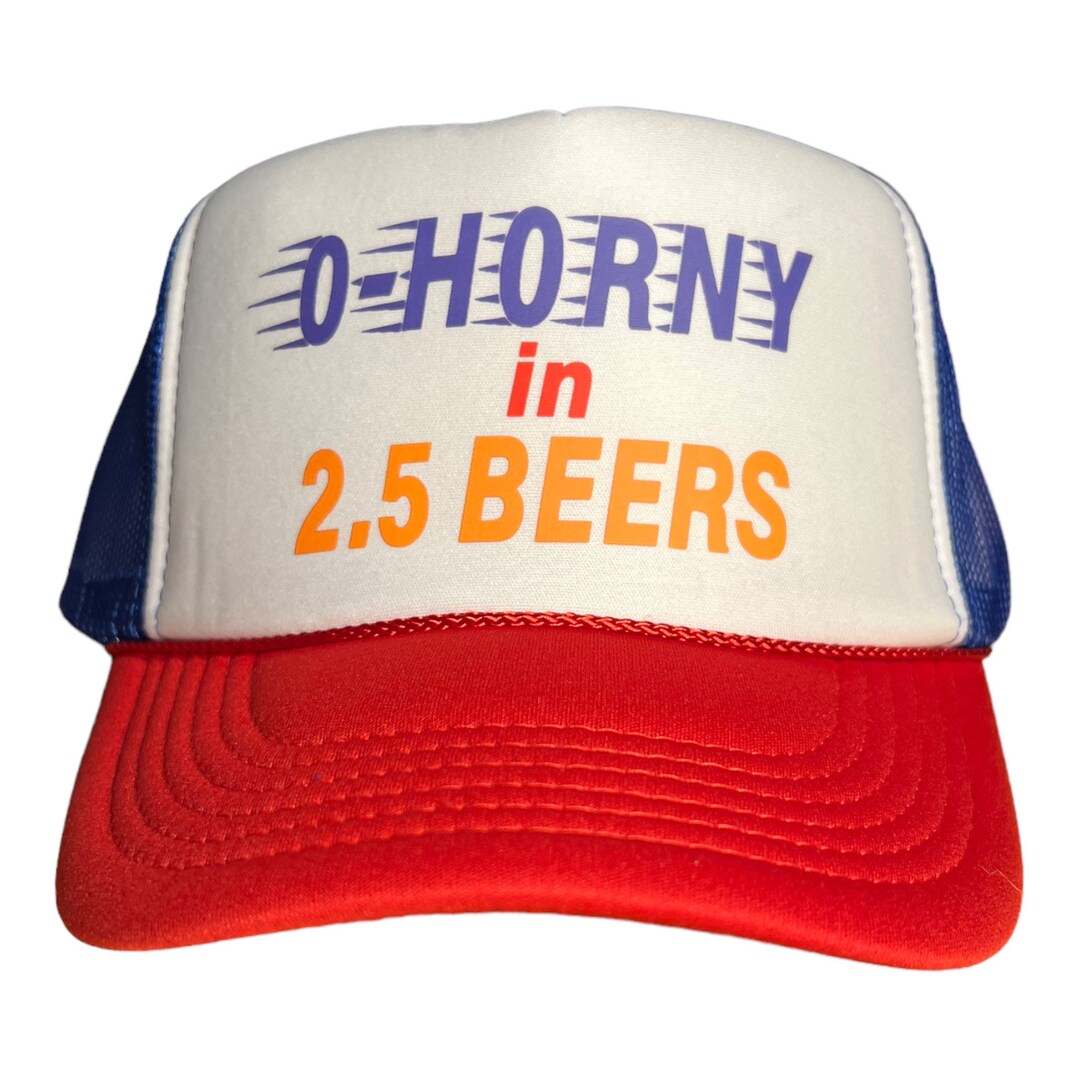 Vintage Trucker Hat // Funny Novelty Hat // 0 Horny in 2.5 Beers ...