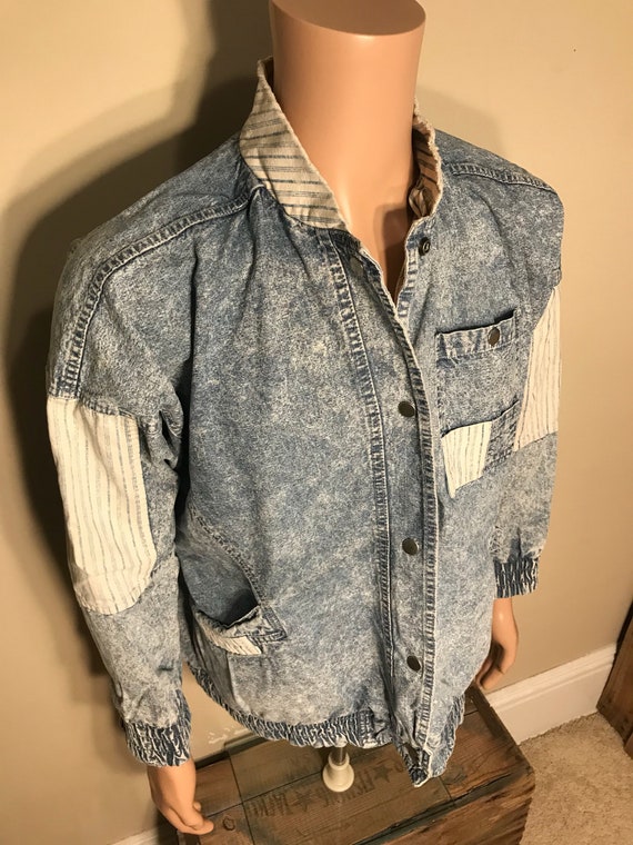 Vintage denim jacket // womens acid bleach washed vin… - Gem