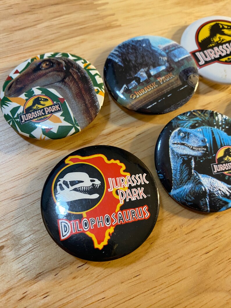 Vintage 2 Button Pin Set // Lot of 6 Jurassic Park Movie - Etsy