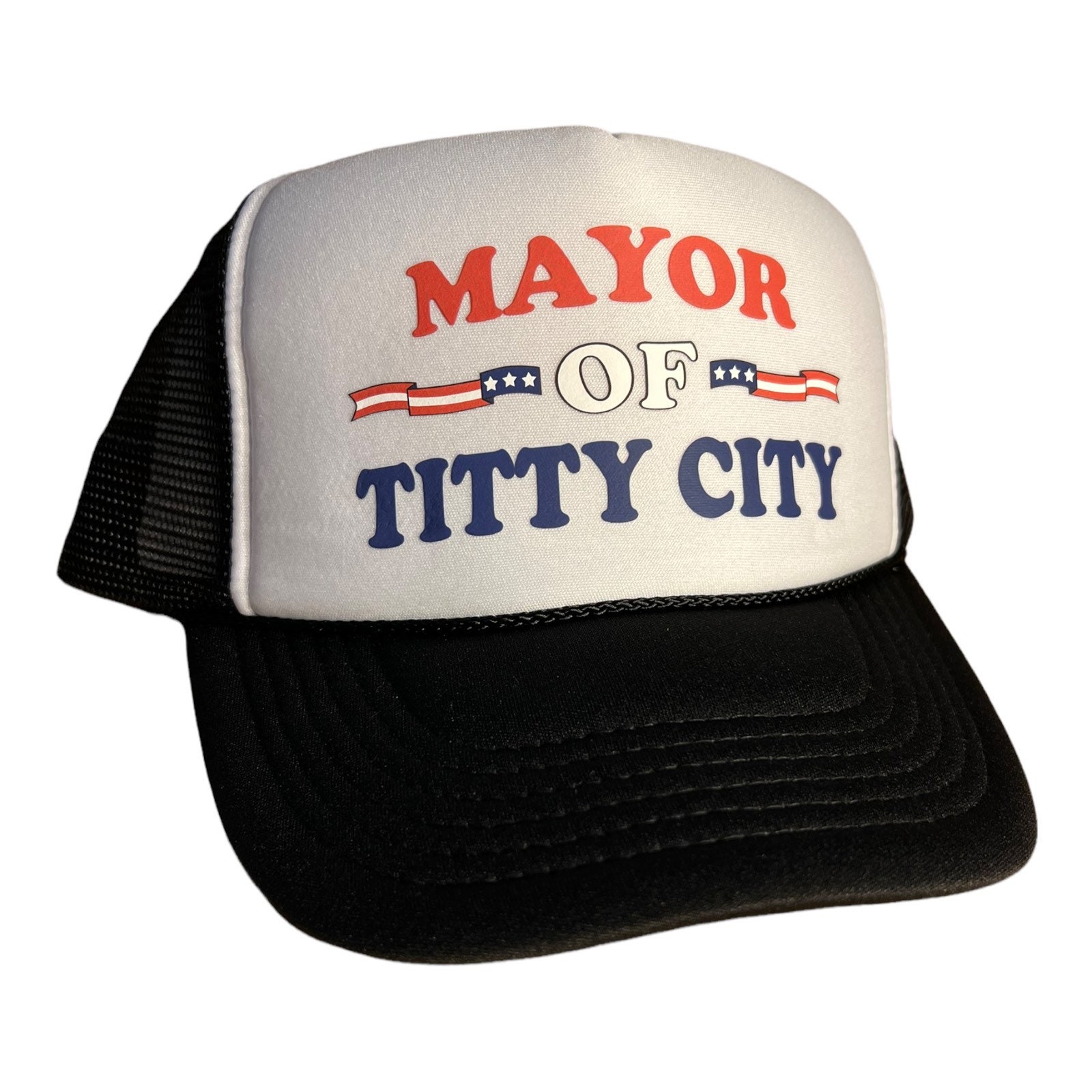 Domkop Pet Mayor Of Titty City Hat // Funny Inappropriate Trucker Hat