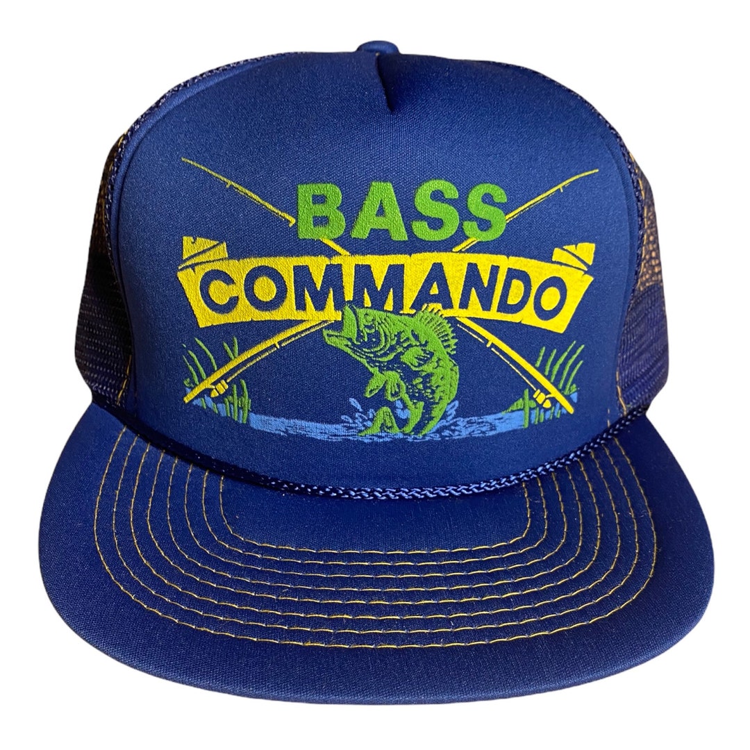 Vintage Fishing Hat // Bass Commando Bass Fishing Hat // Blue Trucker ...