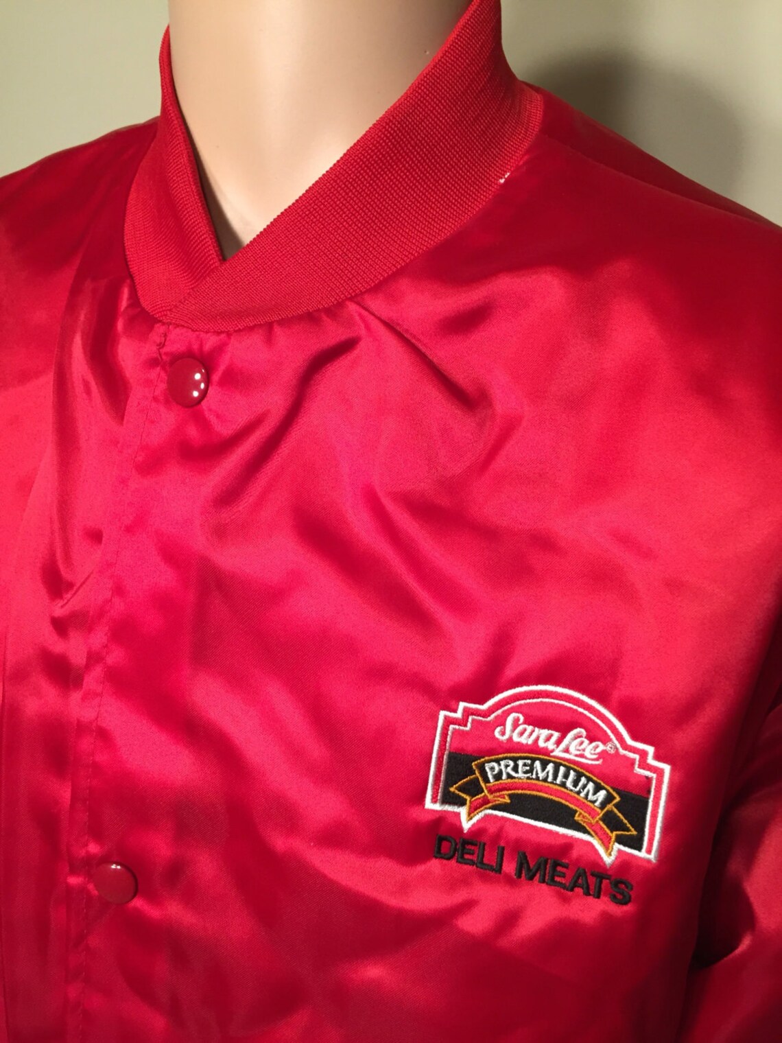 Rare // Sara Lee Deli Meats Satin Jacket // Vintage Red Satin - Etsy