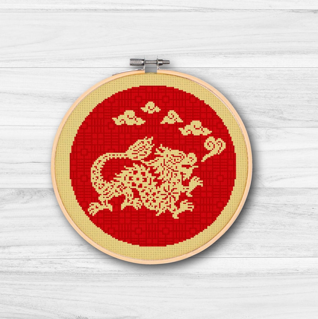 Year of the Dragon-pdf Cross Stitch- Chinese New Year- Dragon Cross ...