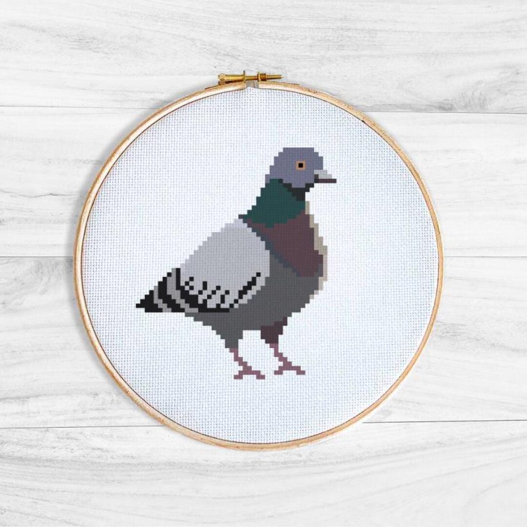 Pigeon Cross Stitch Pattern – Modern Bird Embroidery (PDF) - Etsy