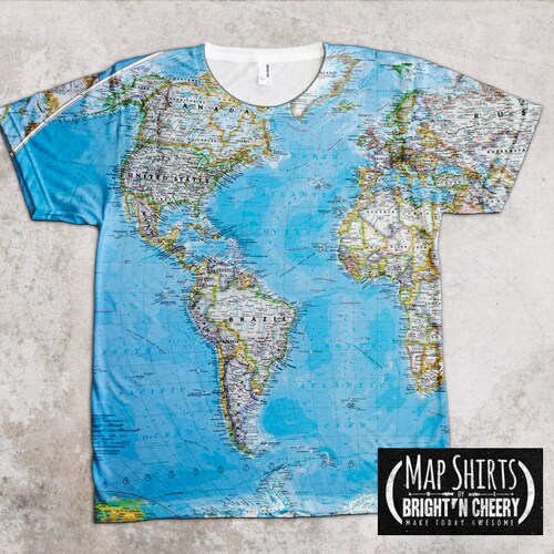 The World Map Design Skirt With Elastic Waistband Plus Made in | Etsy