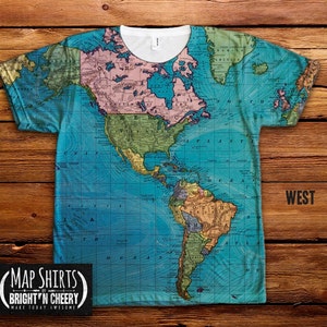 World Map Print T Shirt - Etsy