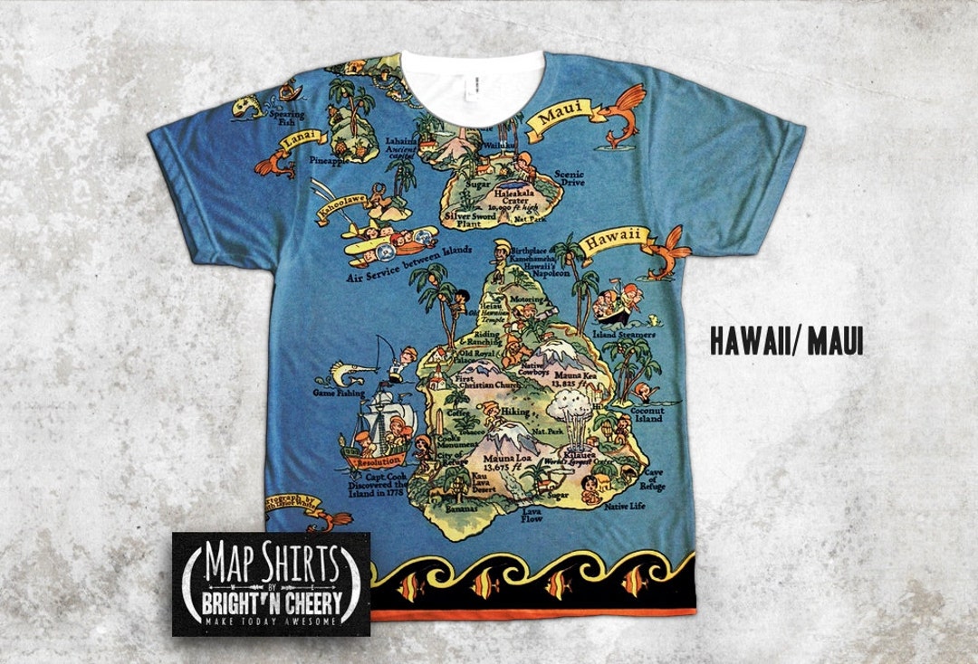 Vintage Hawaii Map Shirt Fun in the Sun Ruth Taylor White - Etsy