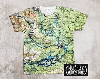 Topographic Map T Shirt - Etsy