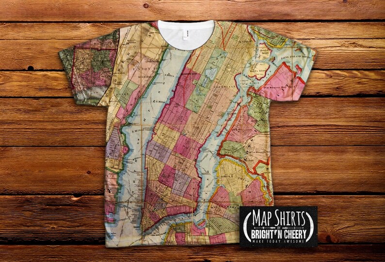 Vintage New York City Map Tshirt NYC Mapshirt Manhattan Map - Etsy