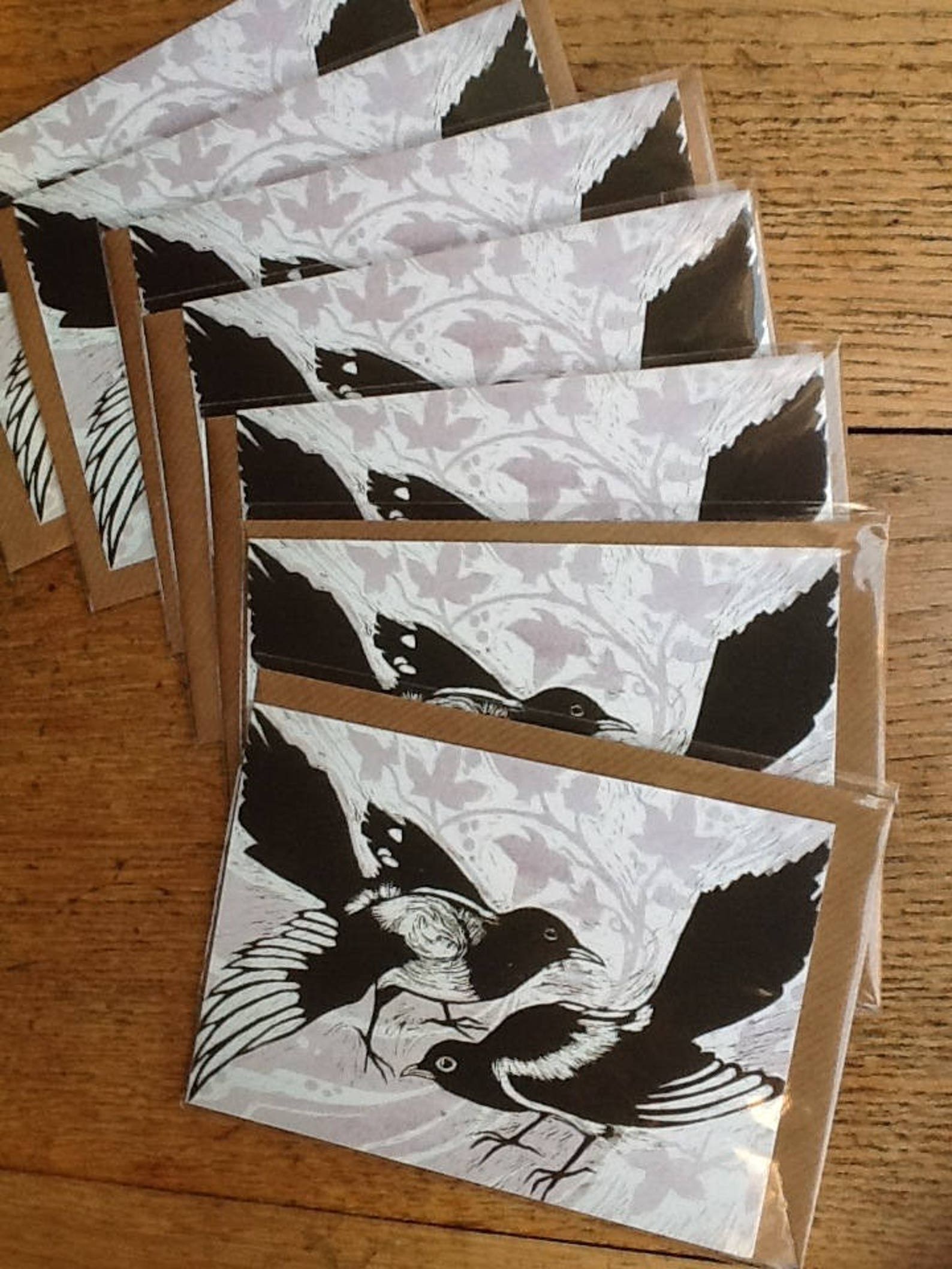 Two for Joy, Two Magpies for Joy Card, Two Magpies Lino Print, Good ...