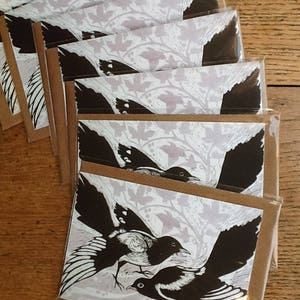Two for Joy, Two Magpies for Joy Card, Two Magpies Lino Print, Good ...