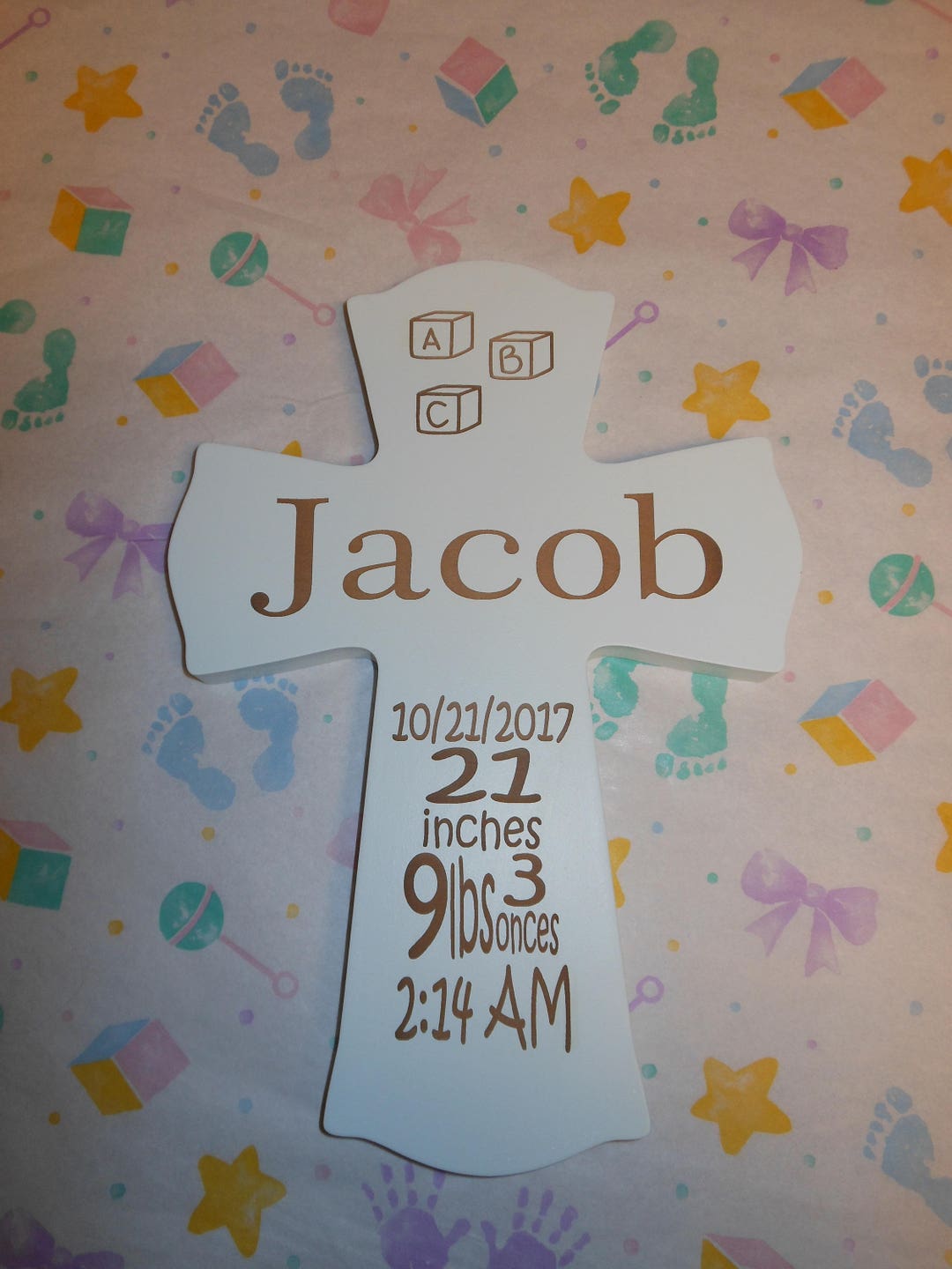 Baby Cross With Name and Information - Etsy