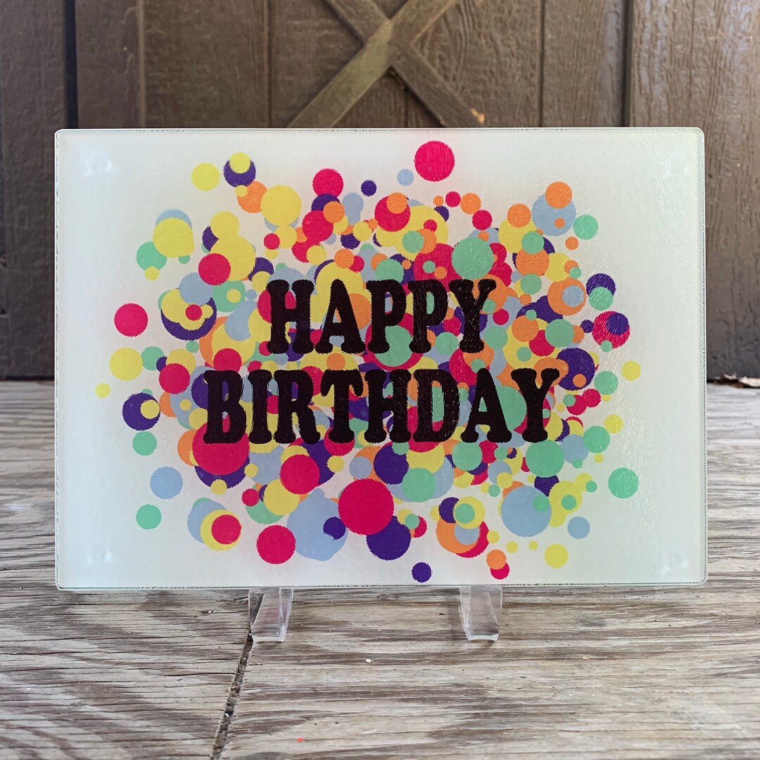 Happy Birthday Glass Cutting Board - Etsy