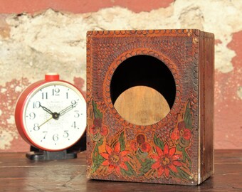 Shabby chic vintage wooden clock display case ornate display