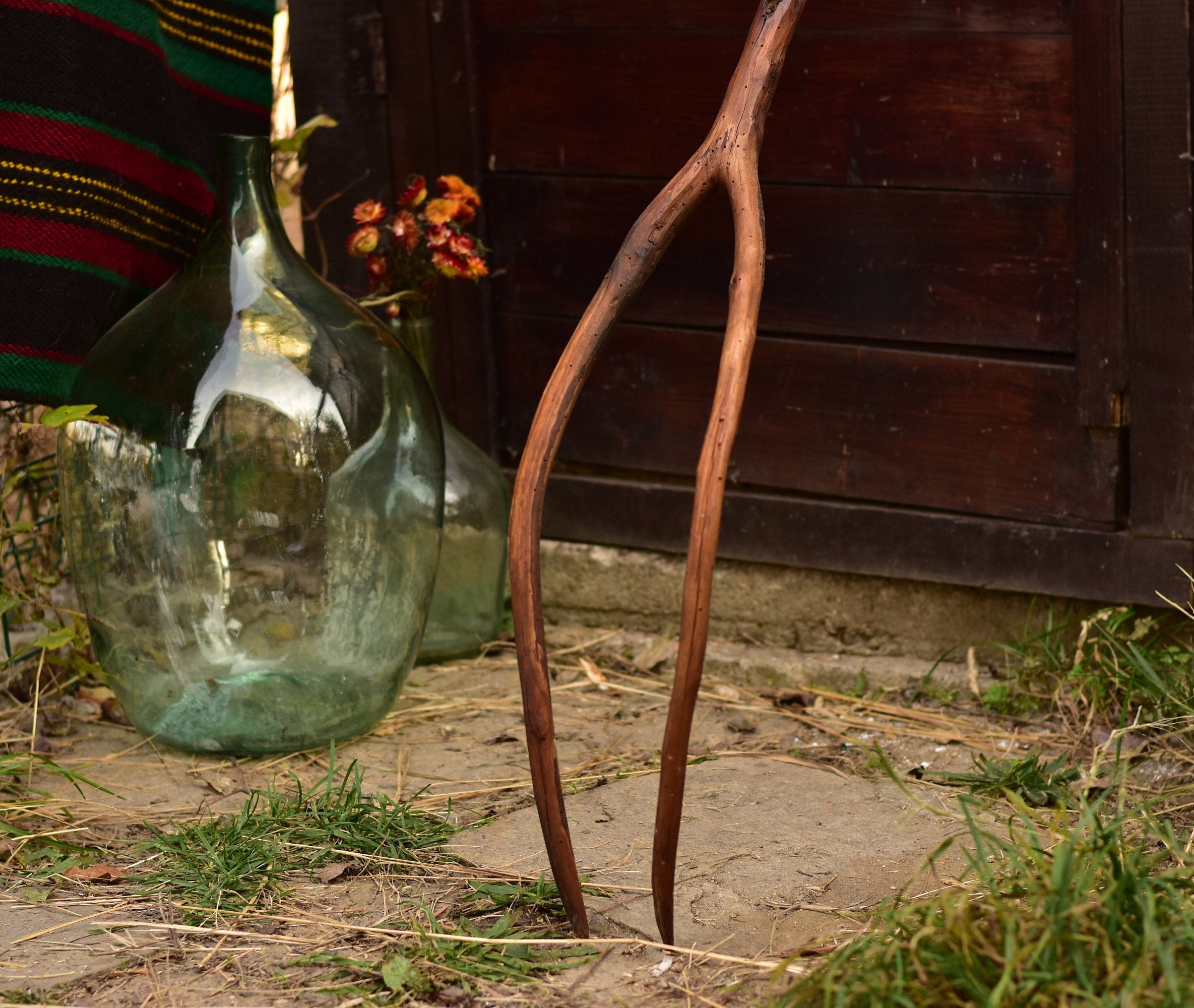 Two Pronged Pitchfork Antique Hay Fork Wooden Pitch Fork | Etsy