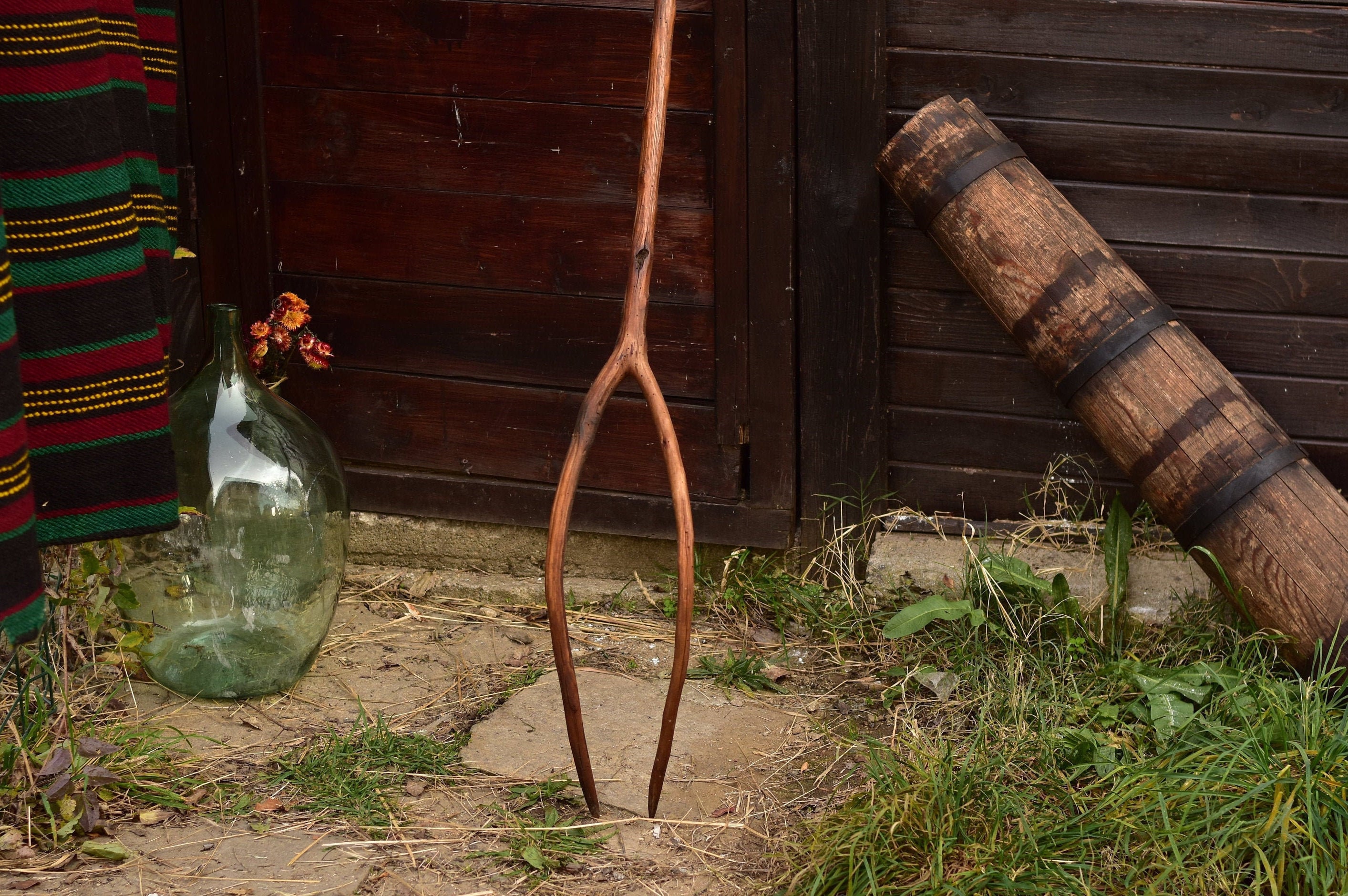 Two Pronged Pitchfork Antique Hay Fork Wooden Pitch Fork | Etsy