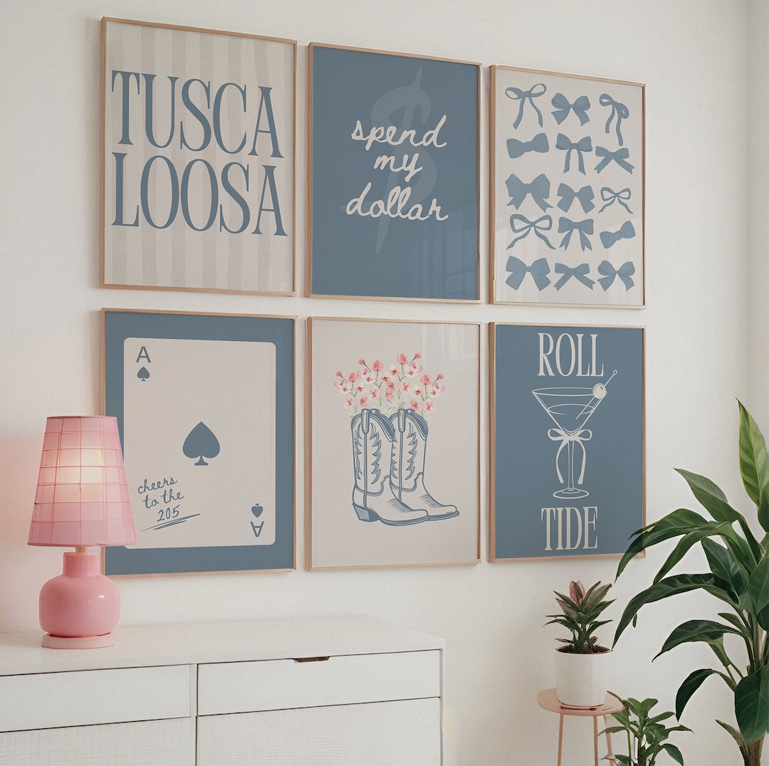 University of Alabama | Coastal Cowgirl | Set of 6 Wall Art | Trendy ...