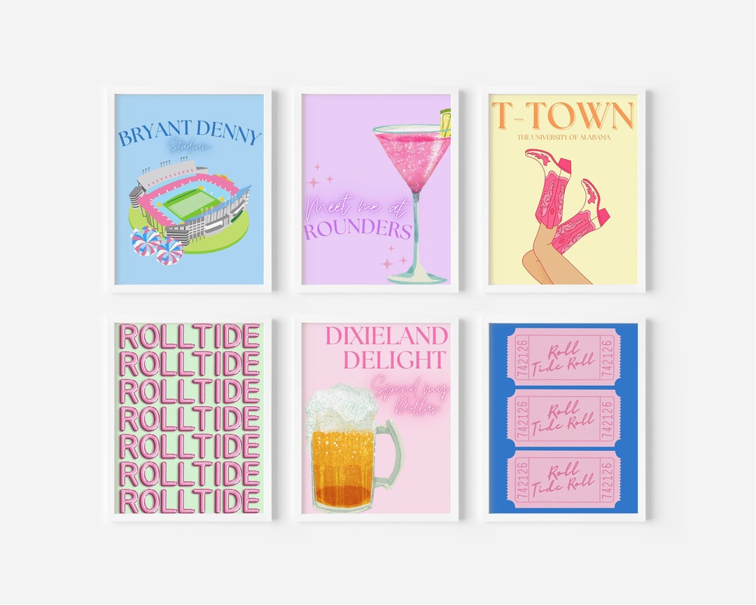 University of Alabama Preppy Digital Prints Set of 6 - Etsy