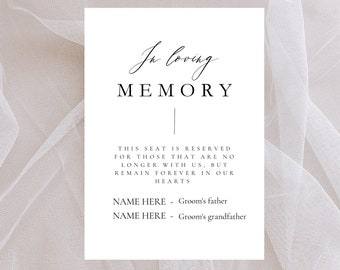 Editable Wedding Signage Template, in Loving Memory Sign, Memorial ...