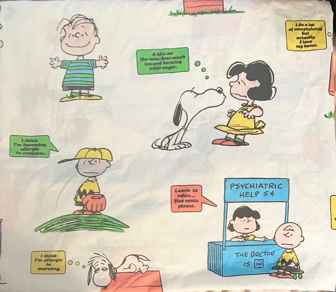 Peanuts Charlie Brown Twin Fitted Sheet, Character Speech Bubbles - Etsy