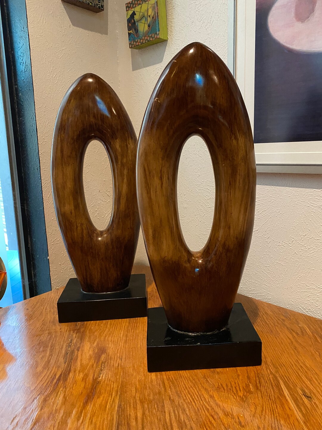 Pair of Wood MCM Style Sculptures - Etsy