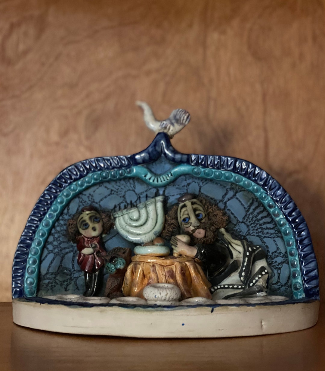 Lombrozo Ceramic Jewish Family, 9 Candle Hanukkah Menorah, Made in ...