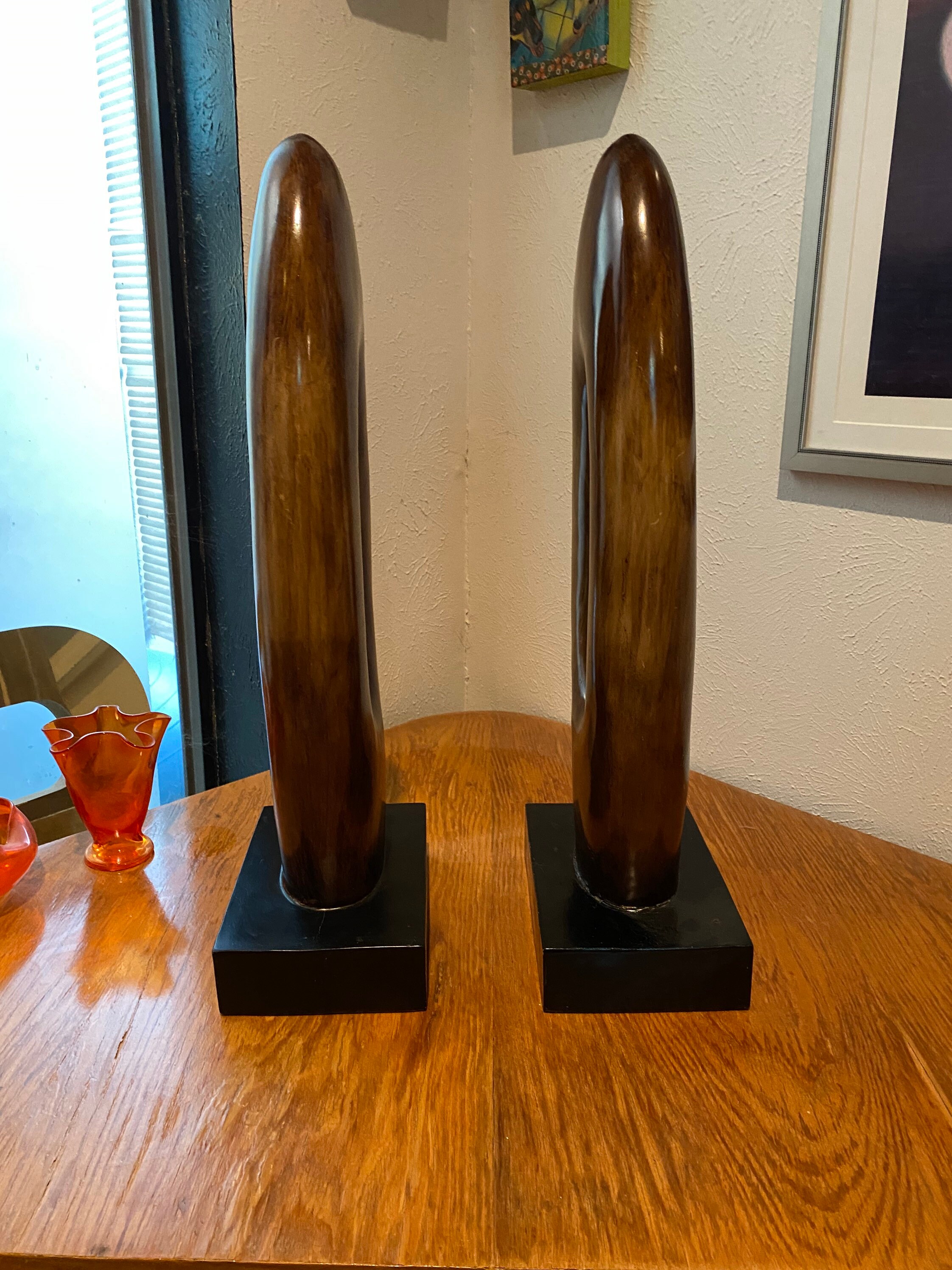 Pair of Wood MCM Style Sculptures - Etsy