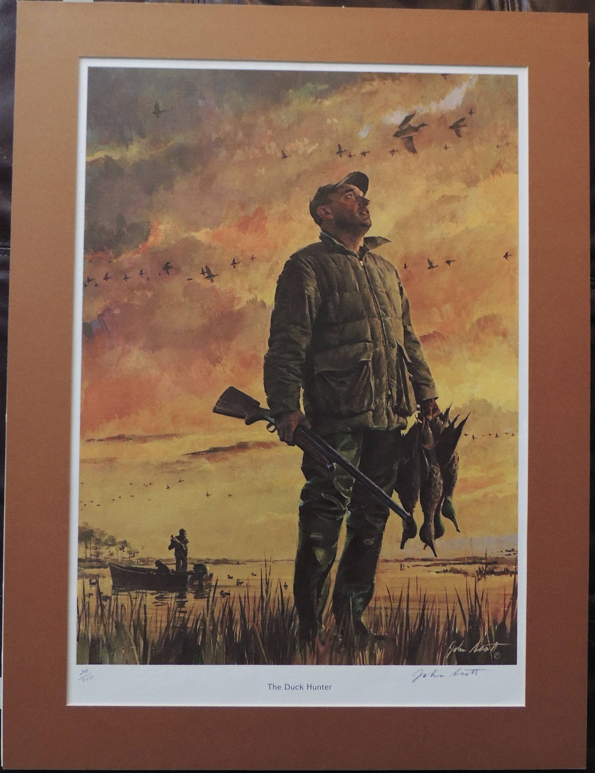 John Scott Print, the Duck Hunter, Signed & Numbered Offset Lithograph ...