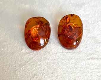 Honey Teardrop Clip on Earrings, Amber Glass Clip Earrings, Silver ...