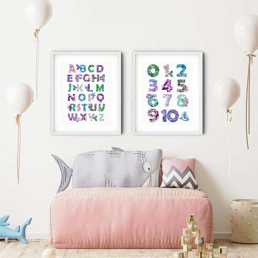 Mermaid Alphabet and Mermaid 0-10 Numbers | Digital Download Package - Etsy