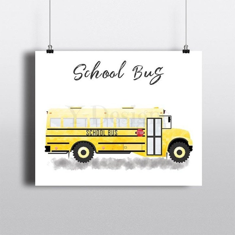 Watercolor School Bus | Digital Download - Etsy