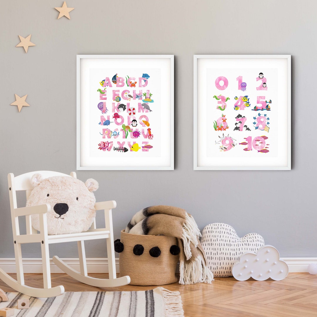 Ocean Pink Alphabet and 0-10 Numbers | Digital Download Package - Etsy