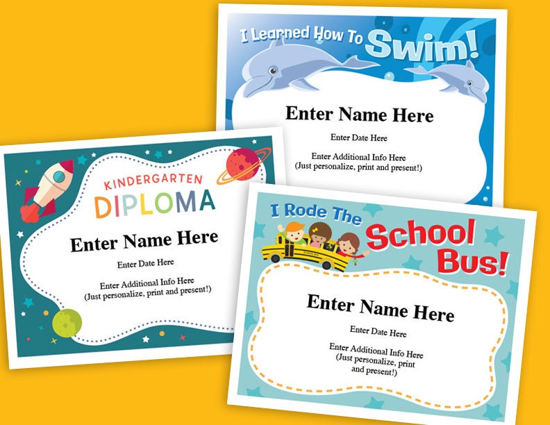 Child Milestone Certificates: 15 Kids Award Templates (PDF) - Etsy
