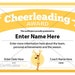 2 Cheerleading Yellow Team Color Certificates, Editable Cheerleader ...