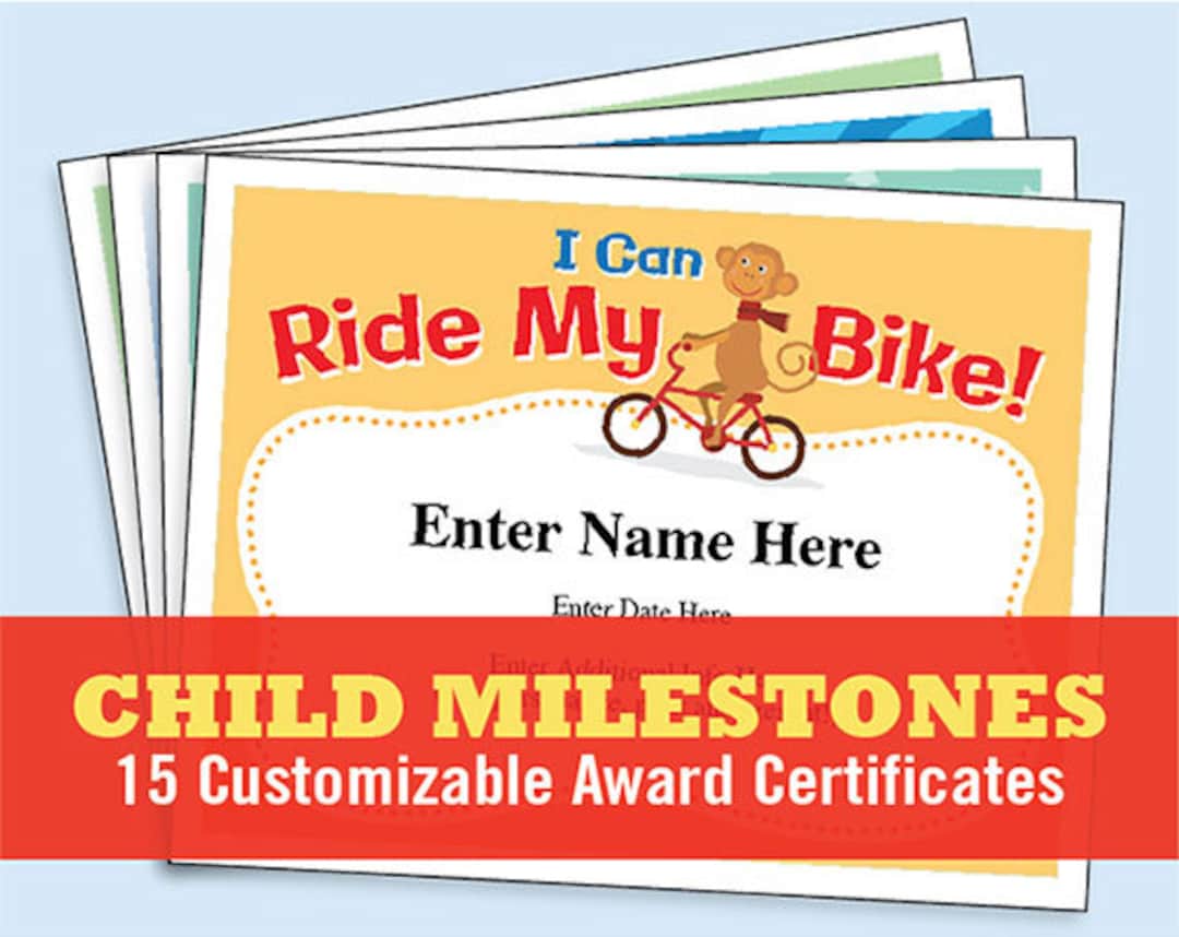 Child Milestone Certificates: 15 Kids Award Templates (PDF) - Etsy