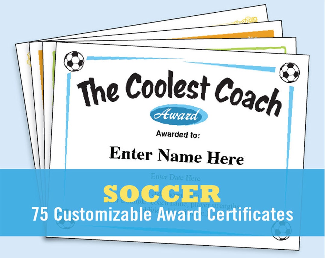 Editable Soccer Award Certificates: 75+ Team Templates (PDF) - Etsy