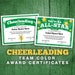 2 Cheerleading Green Team Color Certificates, Editable Cheerleader ...
