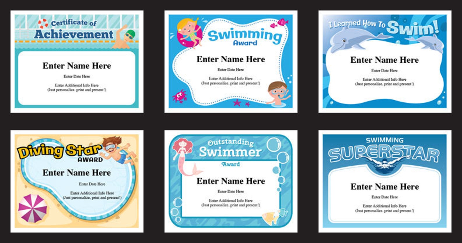 Swimming Certificate Pack, Child Certificate, Kid Certificate, Learned ...