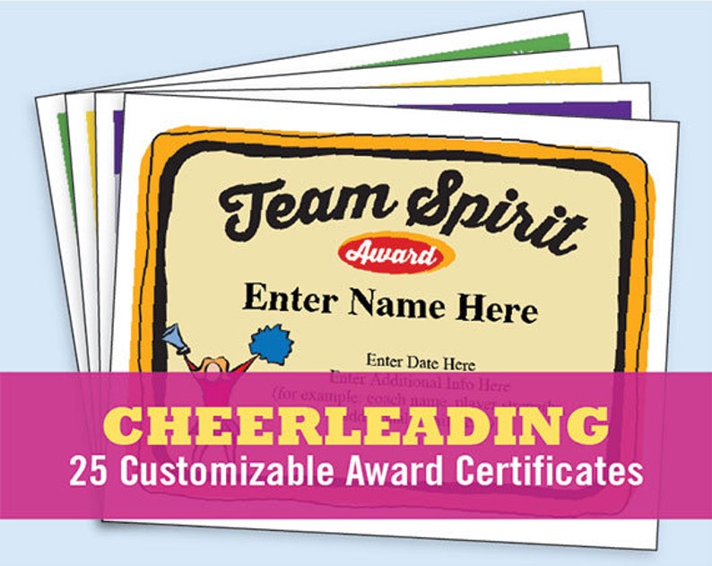 Original Cheerleading Certificates, Editable Cheerleader Certificate ...