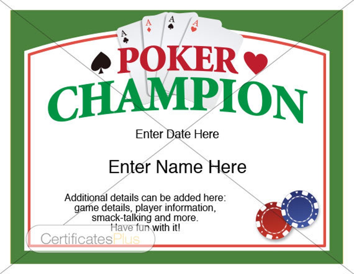 Poker Certificates, Poker Award Templates,mens Gifts, Father's Day ...