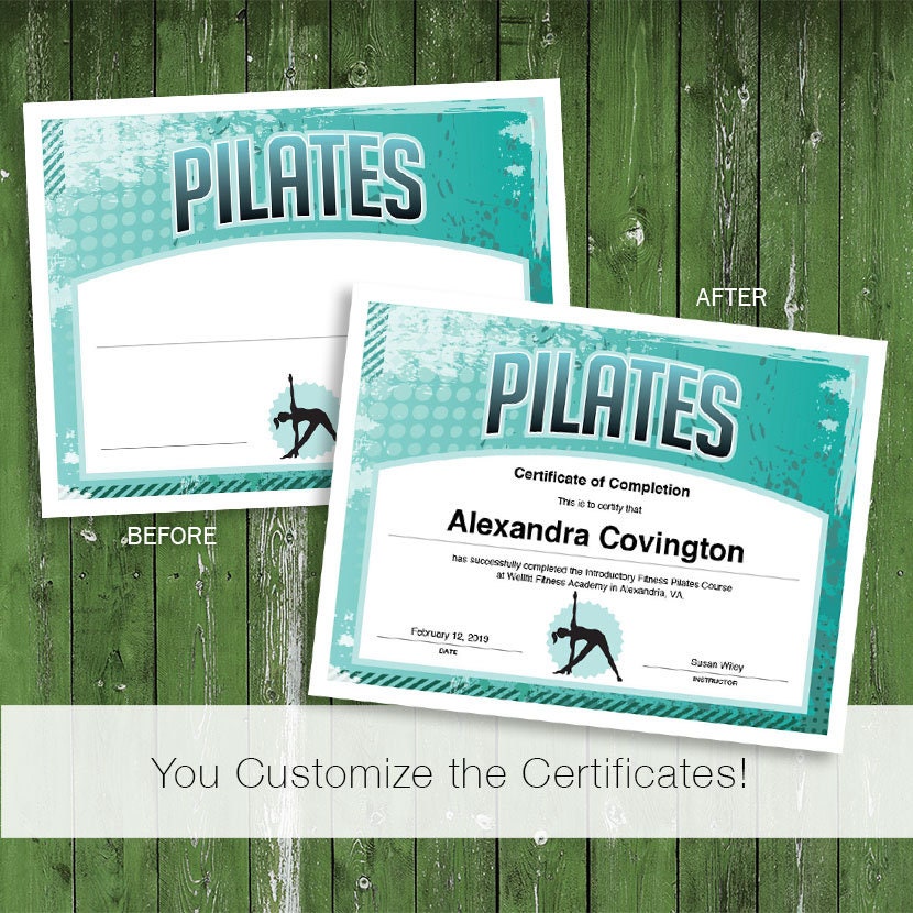 Pilates Customizable Certificate, Download Printable Fitness Template ...