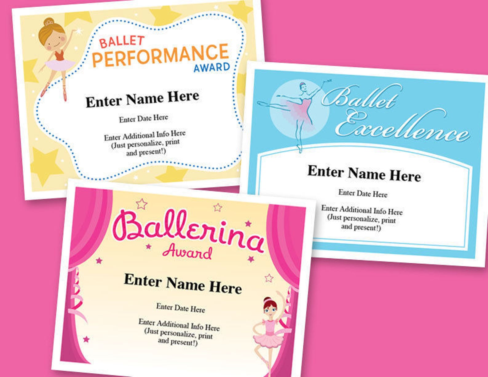 Ballet Certificate Pack, Dancing Awards, Dance Team Printables, Child ...