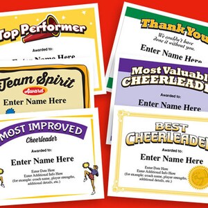 Cheerleading Certificates, Cheerleader Awards, Cheer Certificates, Team ...