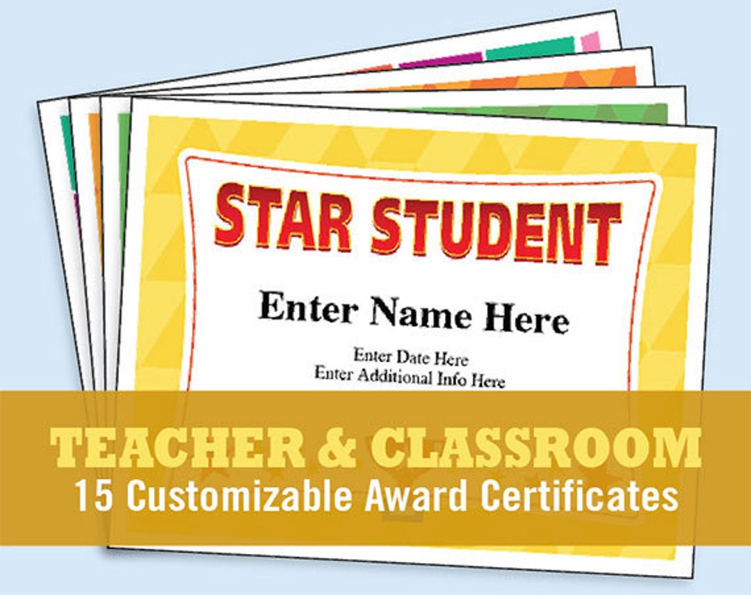 Customizable Teacher Award Certificates: Classroom Student Recognition ...