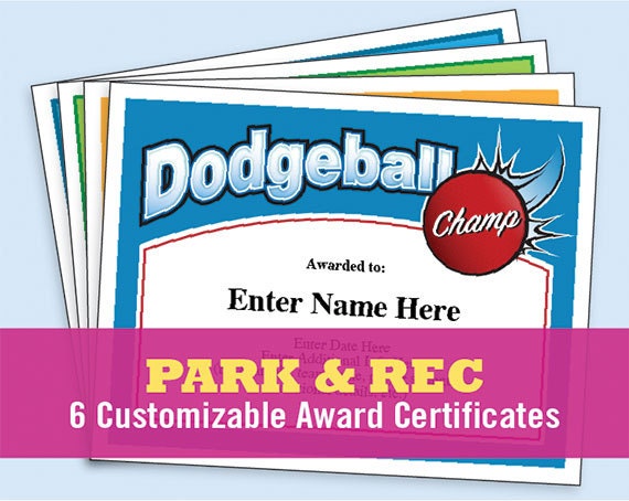 Park & Rec Certificate Pack, Hide and Seek, Kickball, Dodgeball ...